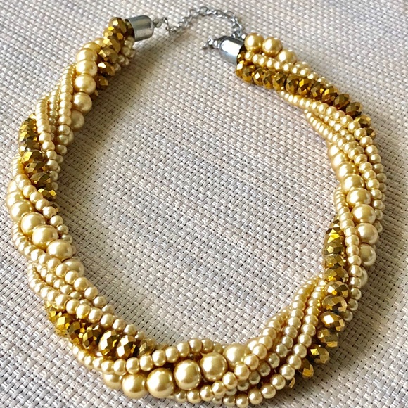 Jewelry | Gold Pearl Twist Bead Necklace | Poshmark